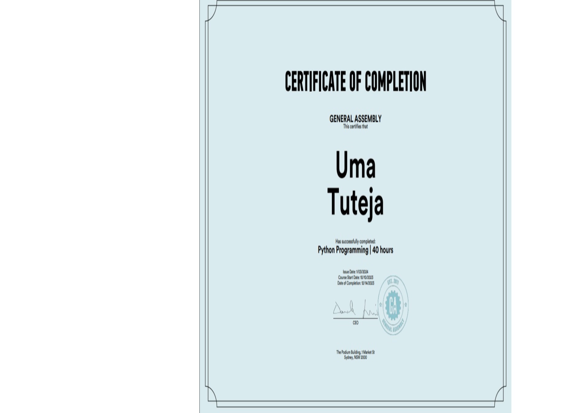 My Certifications
